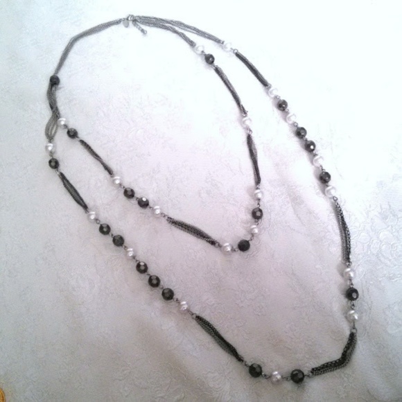 Express | Jewelry | Express Silver Multi Chain Beaded Station Necklace ...